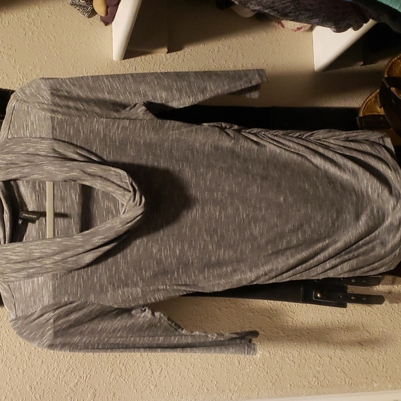 Maurices | Tops | Gray Long Sleeve Coel Neck Rushed Sides Top S | Poshmark